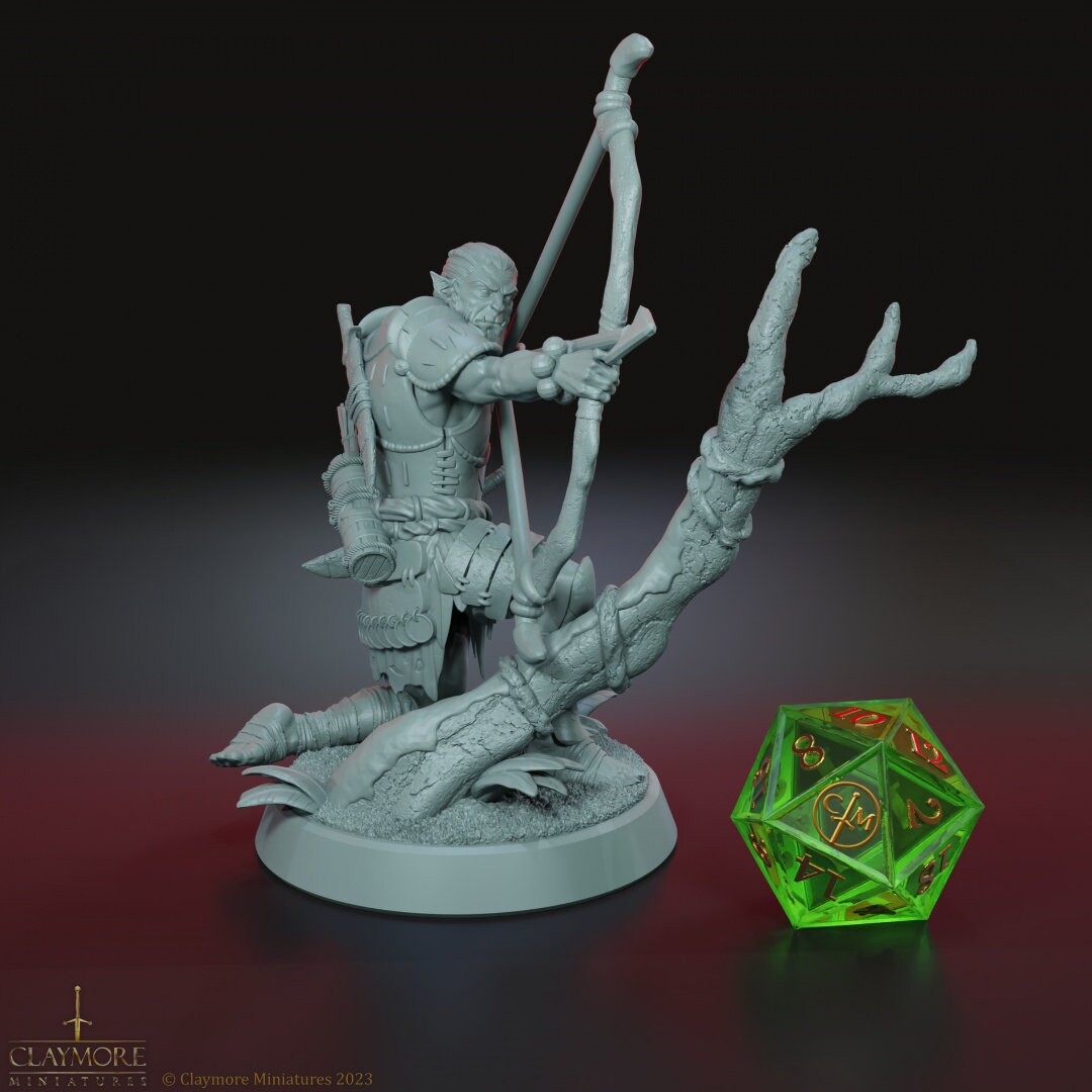 Half Orc Ranger Dnd Miniature 3D Print for Painting, Dungeons and Dragons Tabletop RPG, Claymore ...