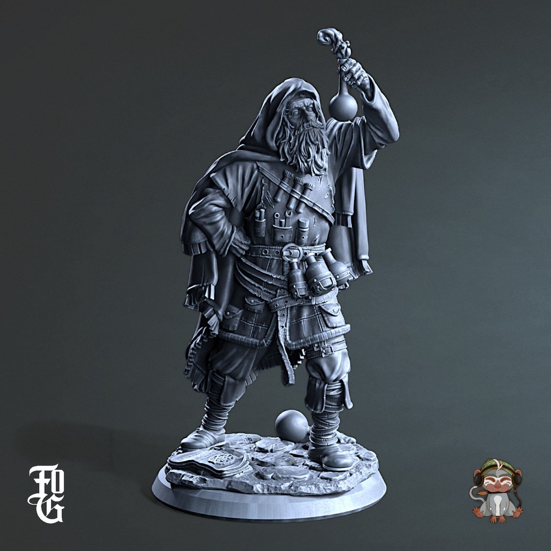 Alchemist Dnd Miniature 3D Print for Painting, Dungeons and Dragons ...