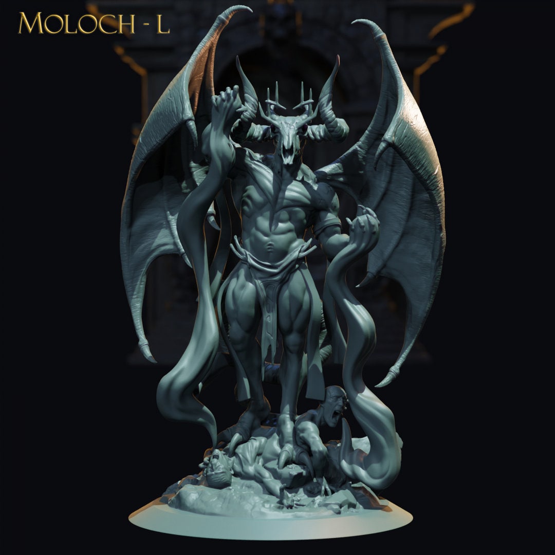 Moloch Demon Dnd Miniature 3D Print for Painting, Dungeons and Dragons ...