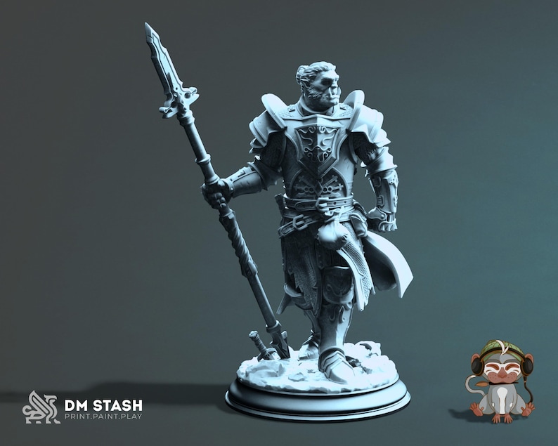 Half Orc Paladin Dnd Miniature 3D Print for Painting, Dungeons and ...