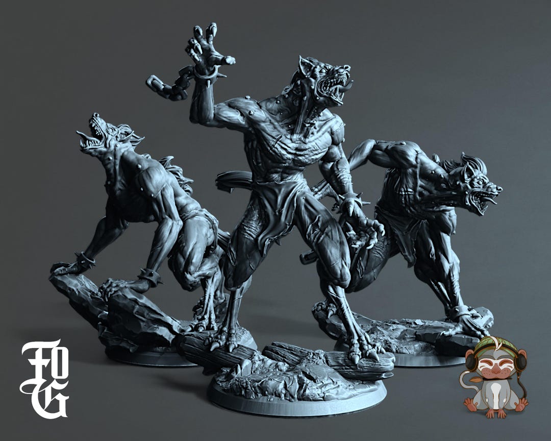 Werewolf Variations Dnd Miniature 3D Print for Painting, Dungeons and ...