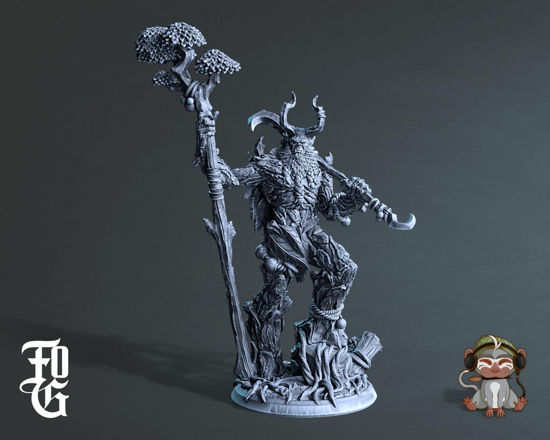 Treefolk Shaman Dnd Miniature 3D Print for Painting, Dungeons and ...