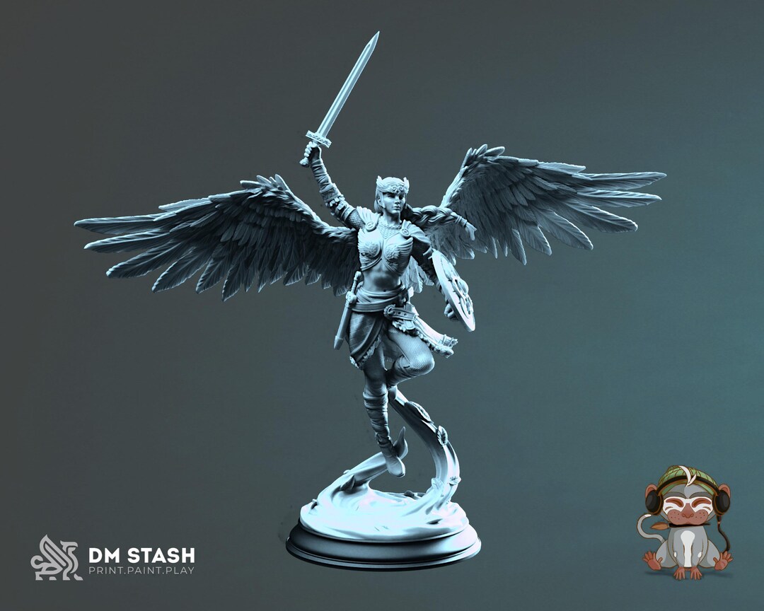 Valkyrie Dnd Miniature 3D Print for Painting, Dungeons and Dragons ...