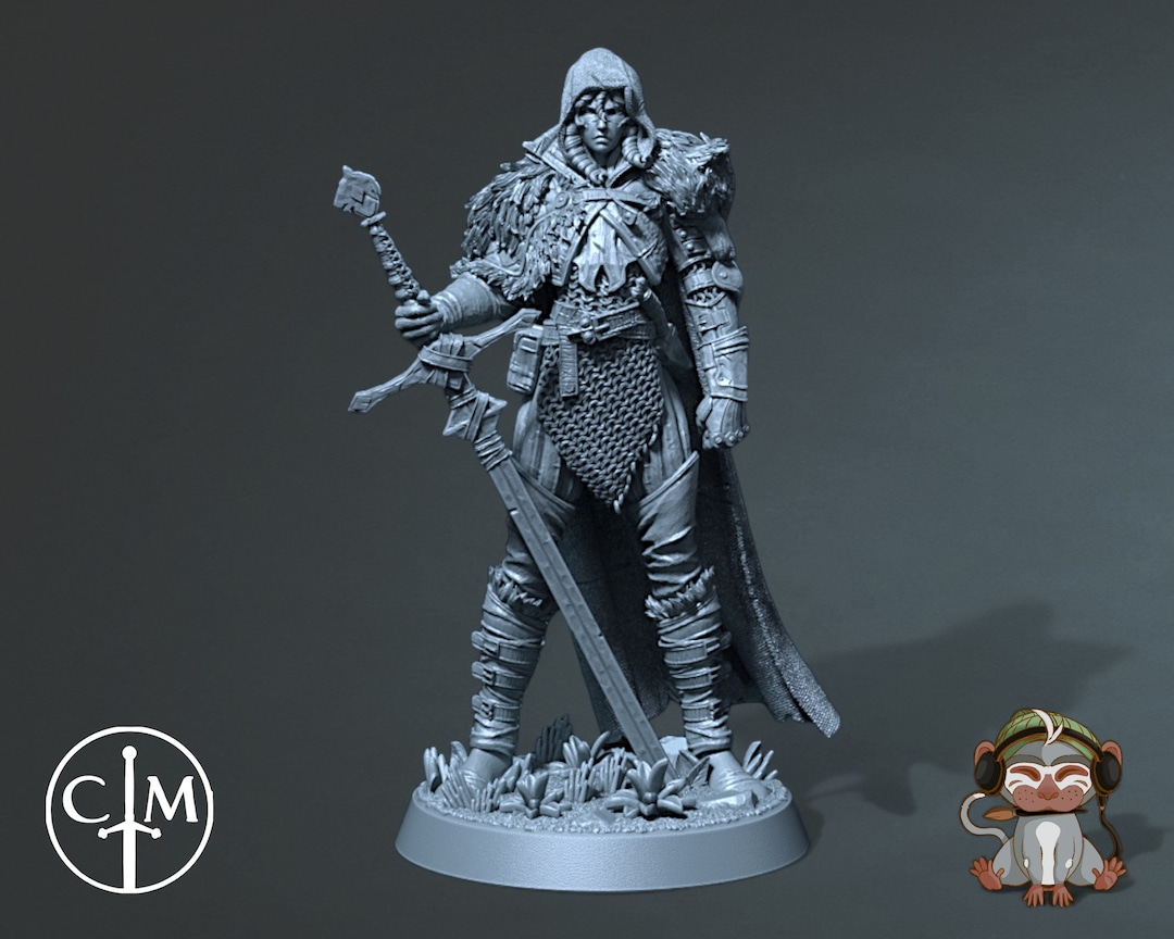 Female Human Fighter Tabletop RPG Dnd Dungeons and Dragons Miniature 3D ...