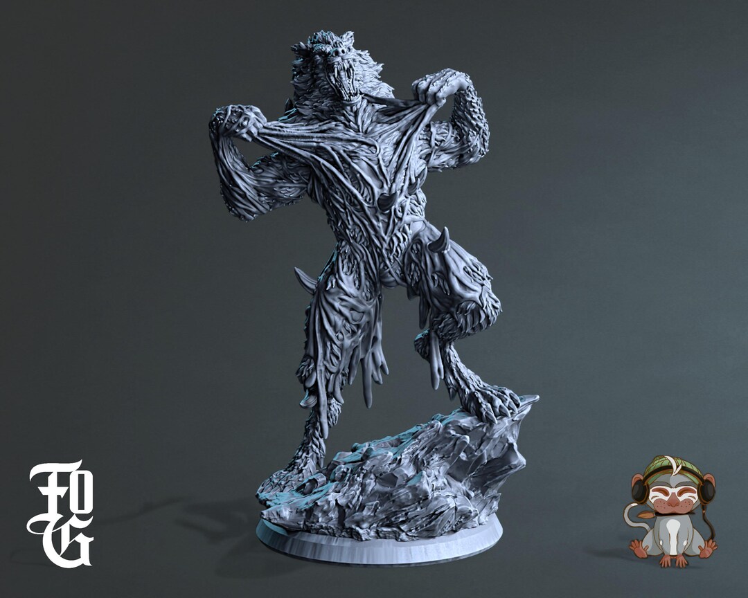Unholy Werewolf Dnd Miniature 3D Print for Painting, Dungeons and ...