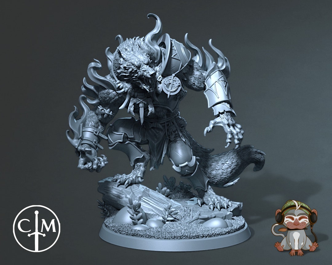 Werewolf Alpha Miniature 3d Print Figure | Claymore Miniatures | 40mm ...
