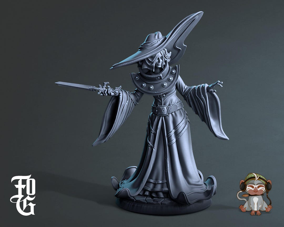 Female Witch Dnd Miniature 3D Print for Painting, Dungeons and Dragons ...