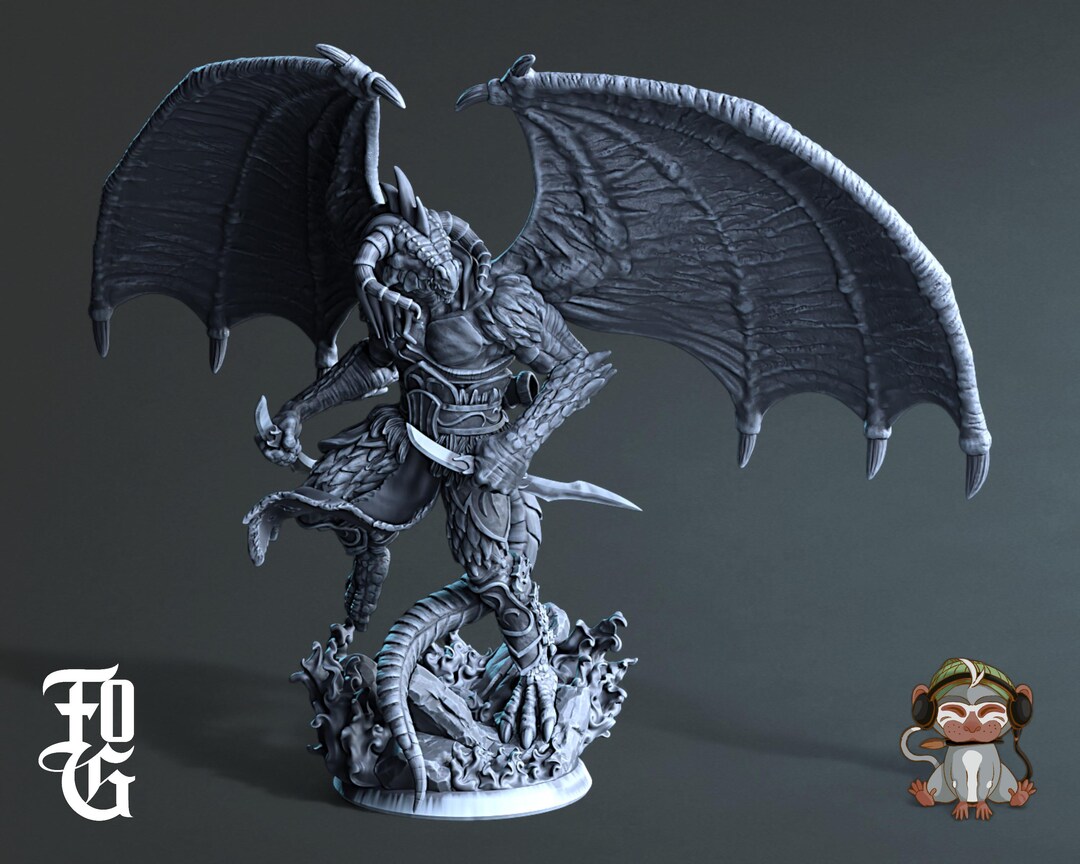 Cinder Abishai, Dragonborn Rogue Dnd Miniature 3D Print for Painting ...