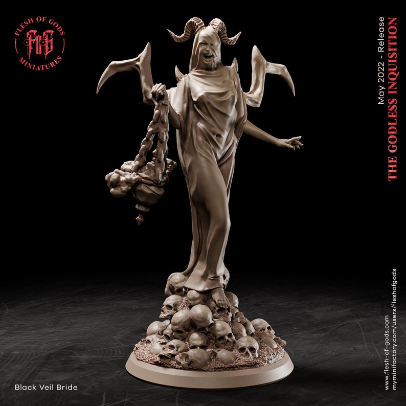 Black Veil Bride Dnd Miniature 3D Print for Painting, Dungeons and ...
