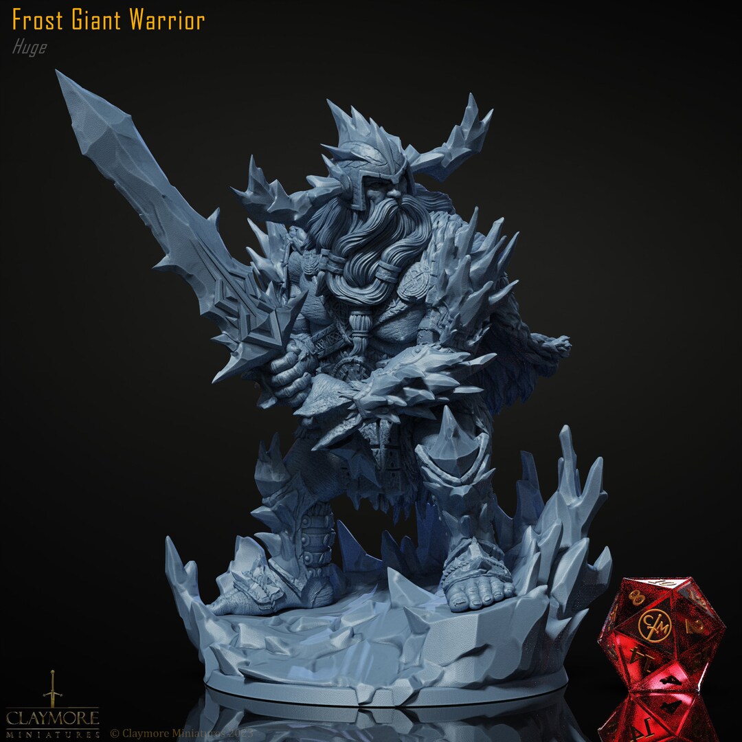 Frost Giant Warrior High Quality Dungeons and Dragons Miniature 3D ...