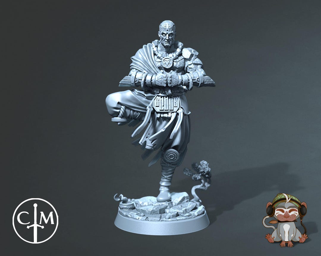 Stone Monk Dnd Miniature 3D Print for Painting, Dungeons and Dragons ...
