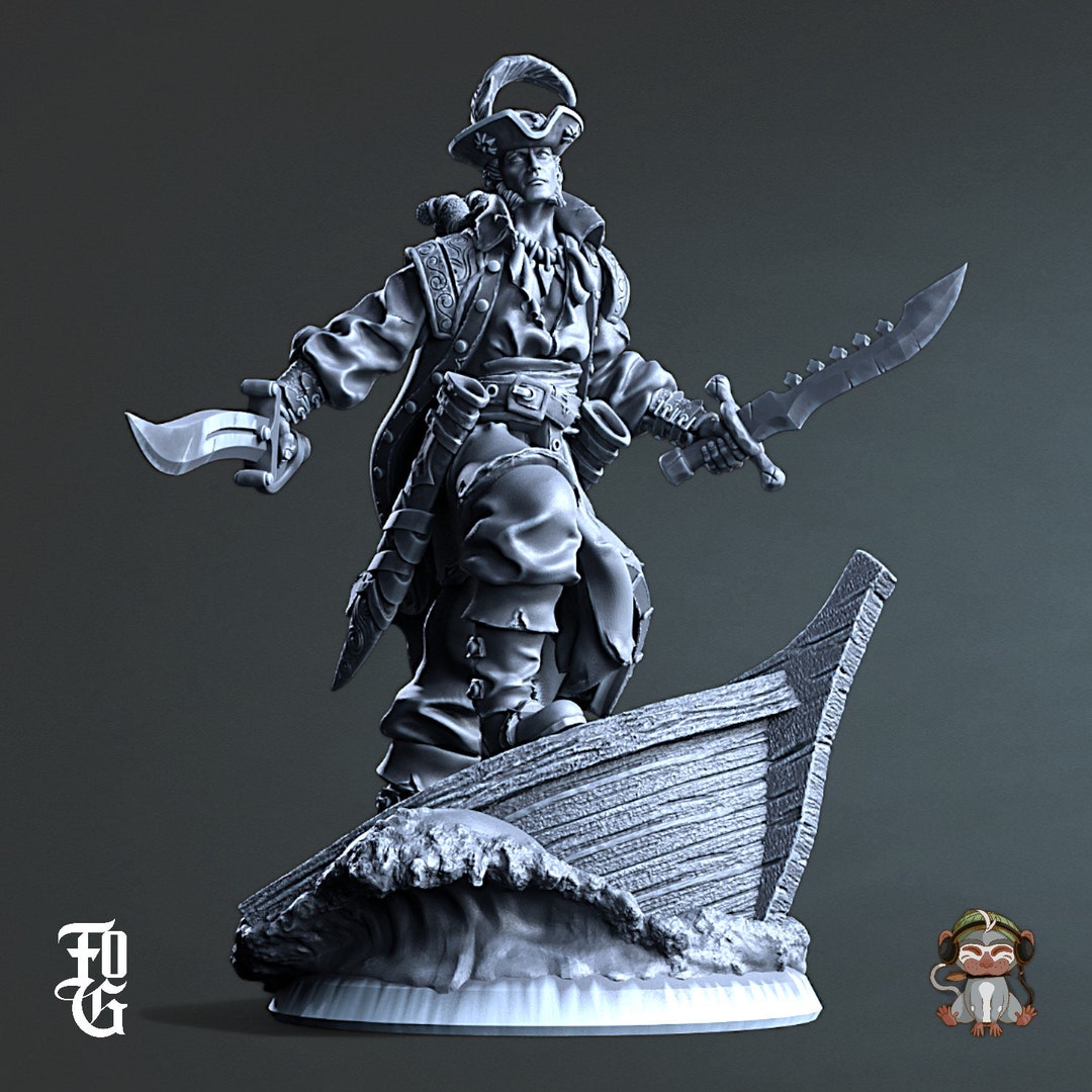 Pirate Admiral Dnd Miniature 3D Print for Painting, Dungeons and ...