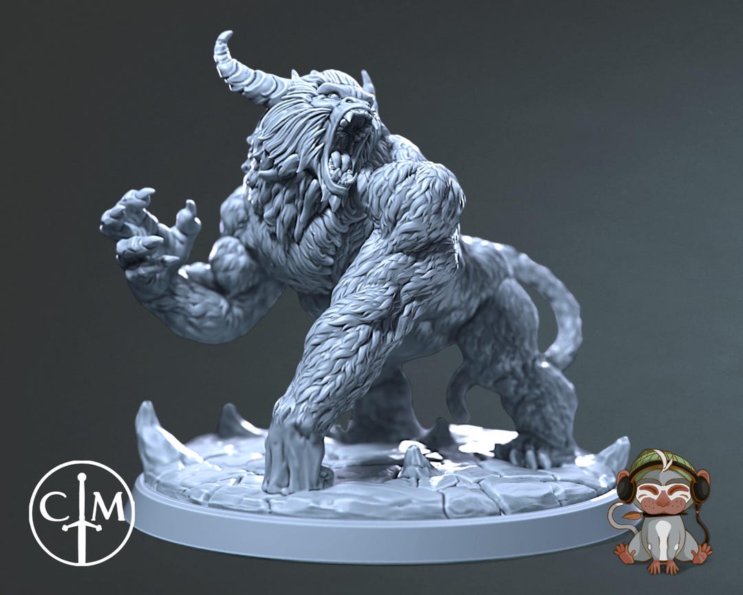Great Horned Ape Dnd Miniature 3D Print for Painting, Dungeons and ...