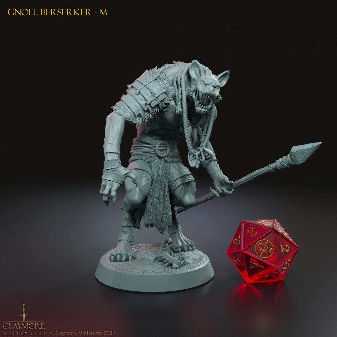 Gnoll Berserker Tabletop RPG Dnd Dungeons and Dragons Miniature 3D ...