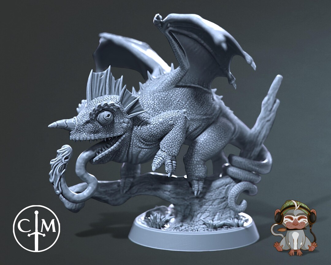 Chameleo Drake Offspring High Quality Dungeons and Dragons Miniature 3D ...