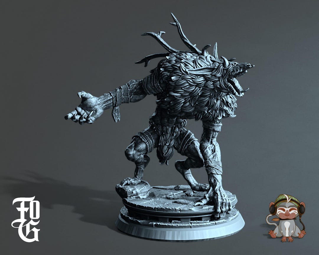 Cursed Werewolf Dnd Miniature 3D Print for Painting, Dungeons and ...