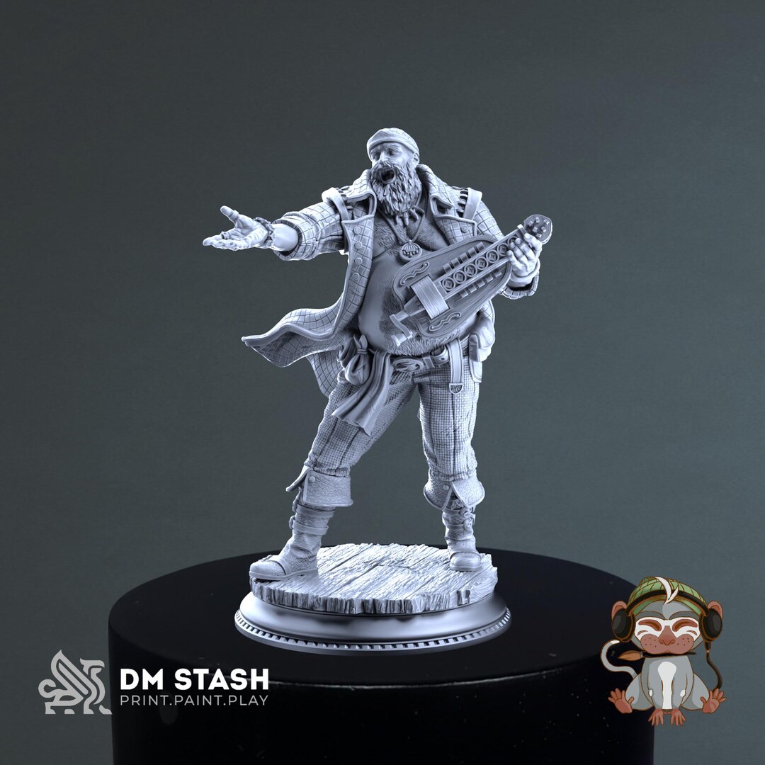 Pirate Bard Dnd Miniature 3D Print for Painting, Dungeons and Dragons ...