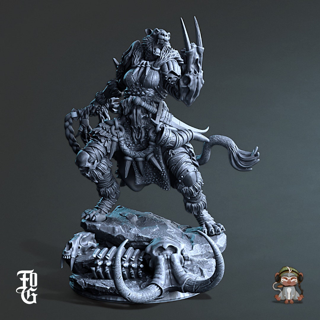 Tabaxi Barbarian Dnd Miniature 3D Print for Painting, Dungeons and ...
