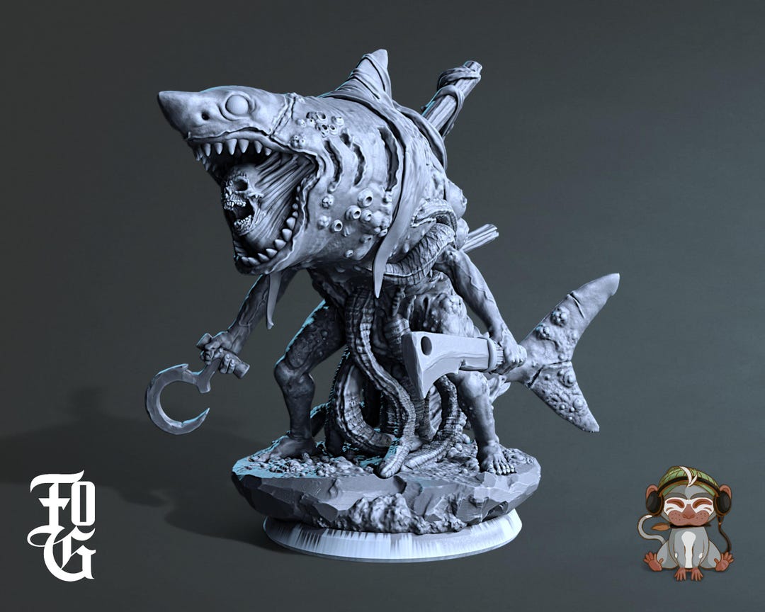 Monster Shark Dnd Miniature 3D Print for Painting, Dungeons and Dragons ...