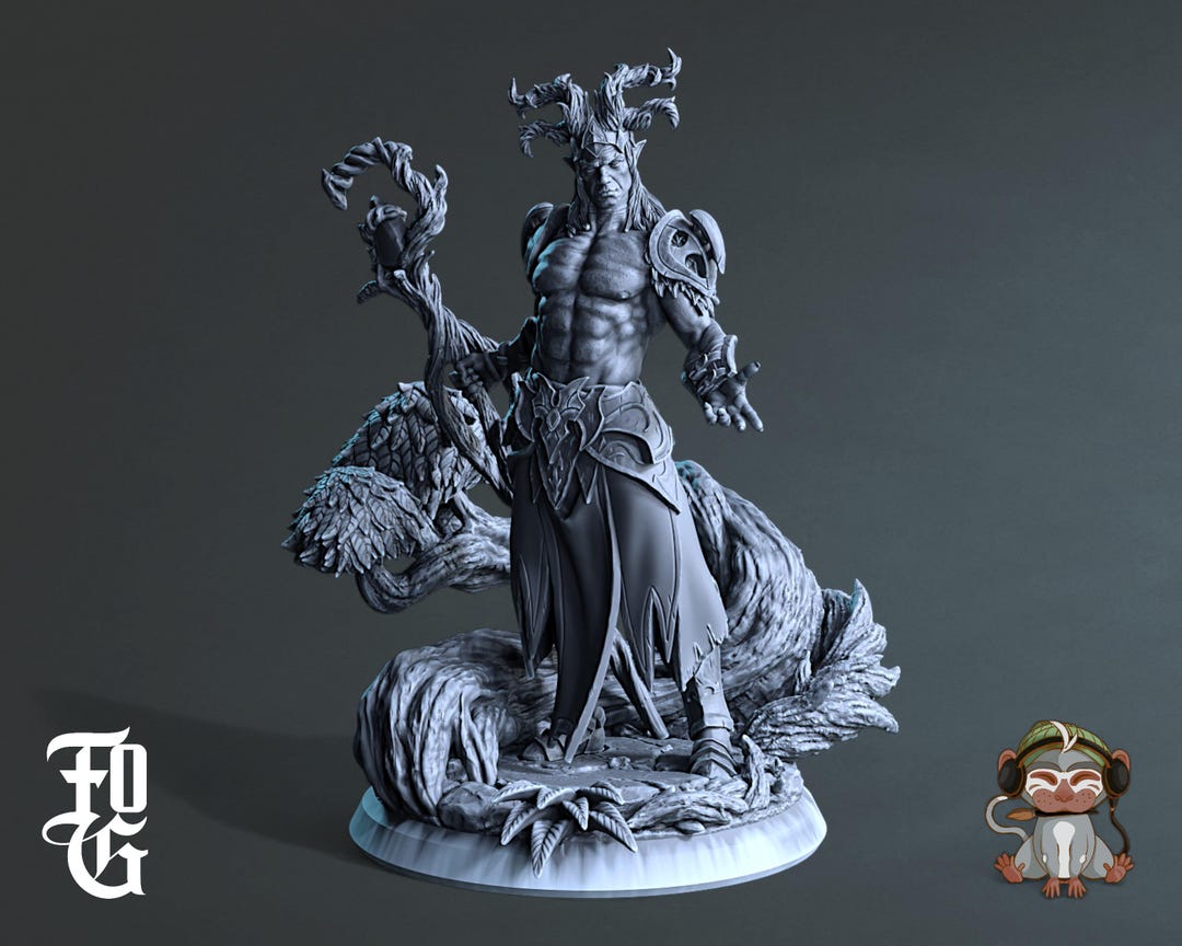 Green Lord Druid Dnd Miniature 3D Print for Painting, Dungeons and ...