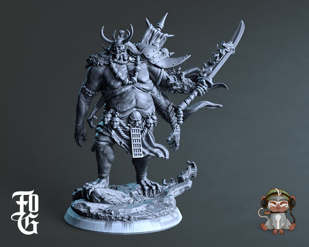 Cinderscar Oni Tabletop RPG Dnd Dungeons and Dragons Miniature 3D Print ...