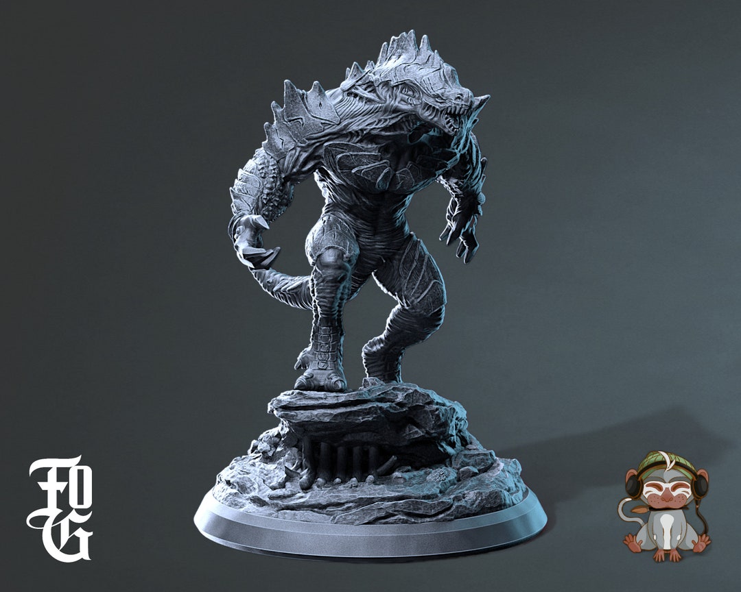 Lizardman Monster Dnd Miniature 3D Print for Painting, Dungeons and ...