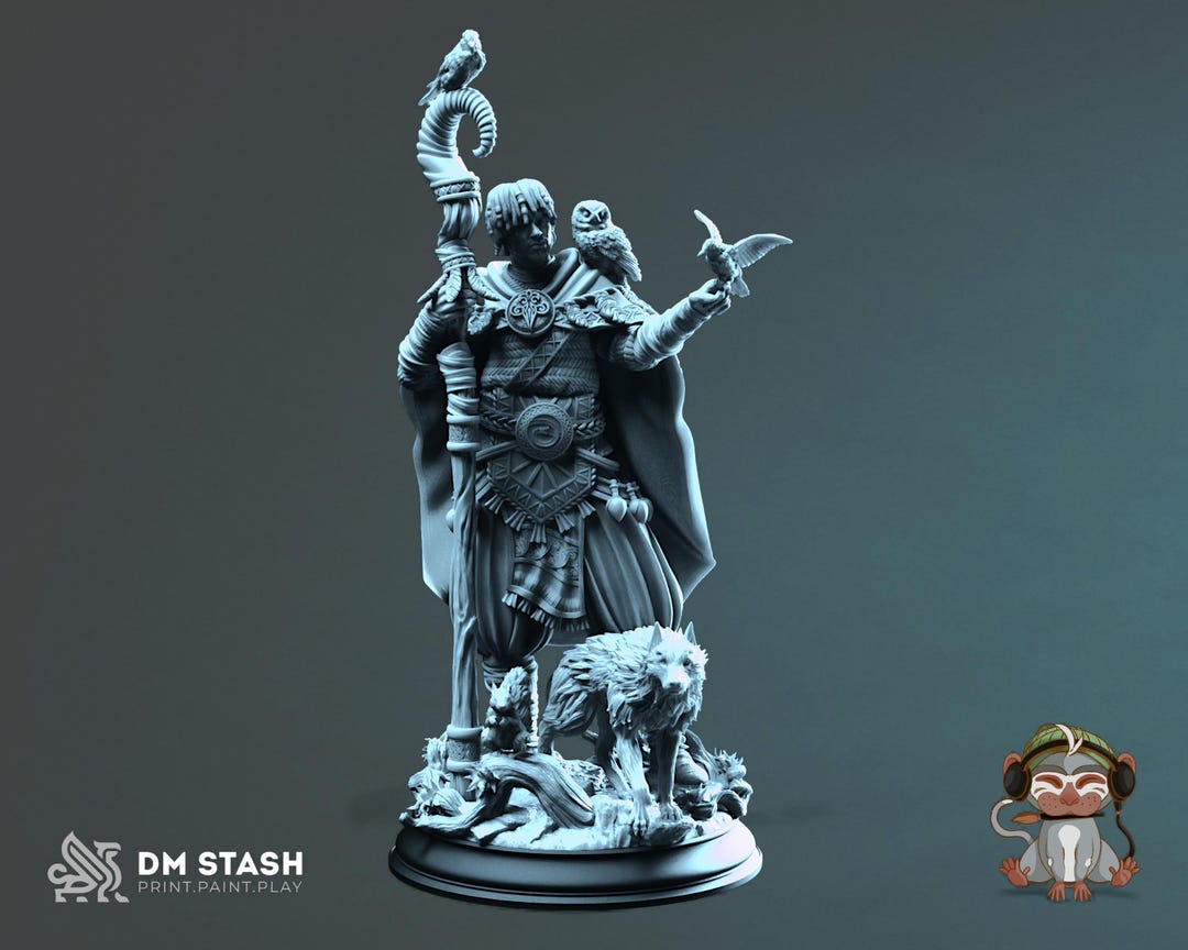 Shaman Druid Dnd Miniature 3D Print for Painting, Dungeons and Dragons ...