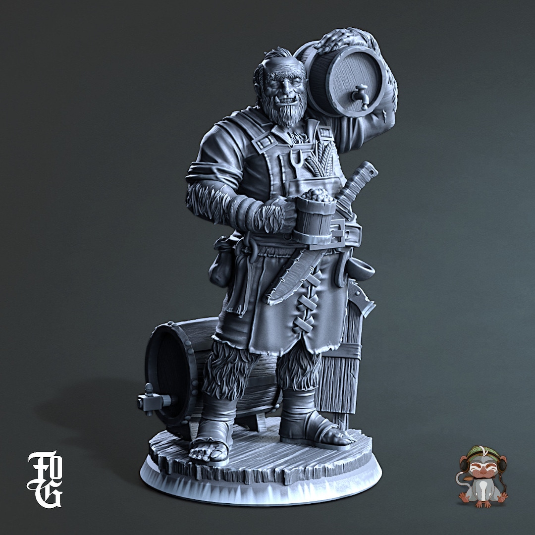 Yorgos, Half-yeti Innkeeper Dnd Miniature 3D Print for Painting ...