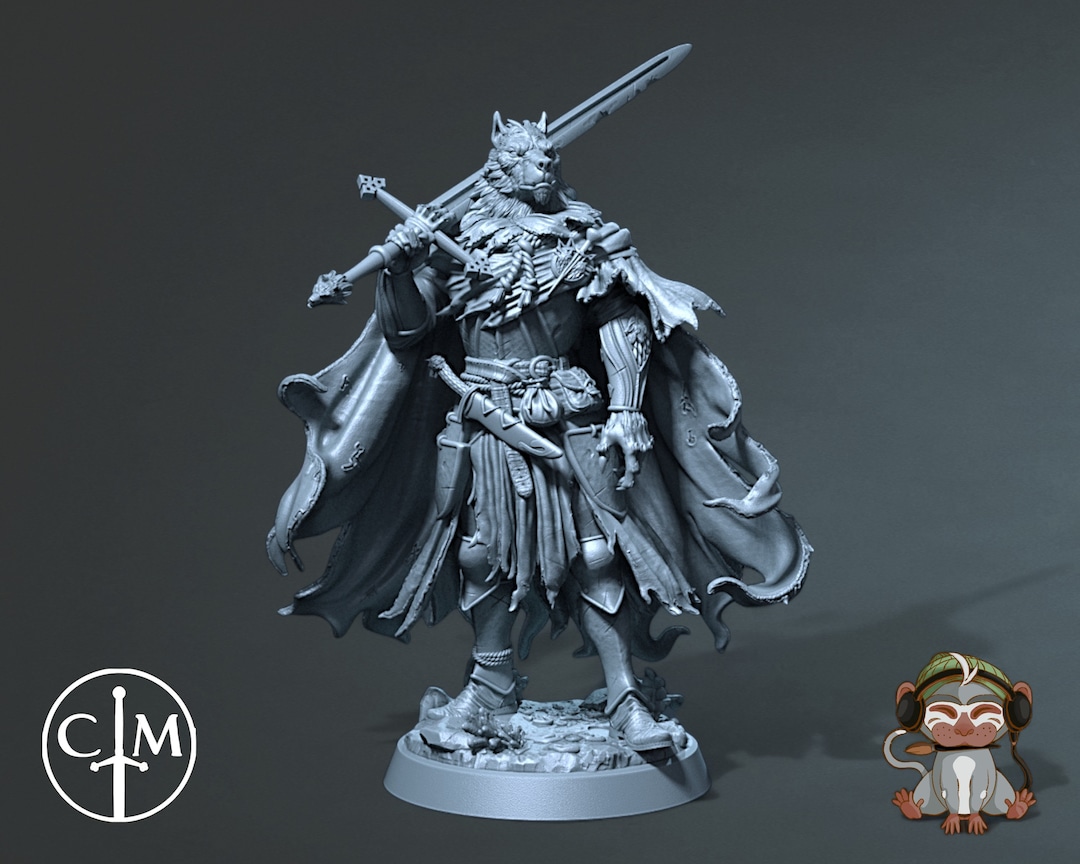 Old-man Werewolf Fighter Paladin Dnd Miniature 3D Print for Painting ...