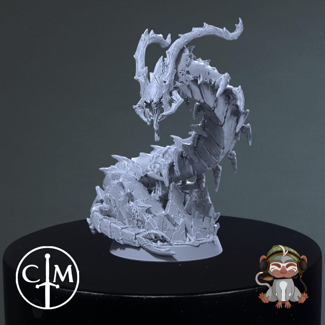 Magma Centipede Monster Demondnd Miniature 3D Print for Painting, Dungeons and Dragons Tabletop ...