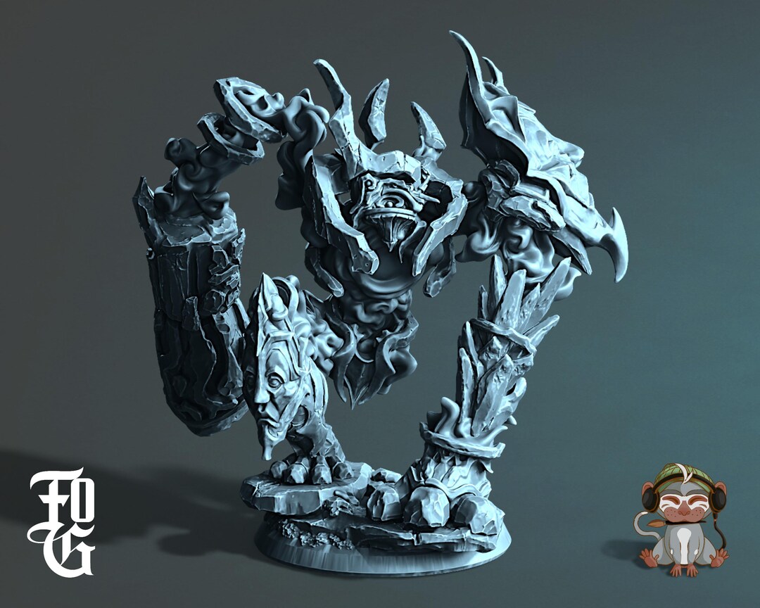 Fractured Golem Dnd Miniature 3D Print for Painting, Dungeons and ...