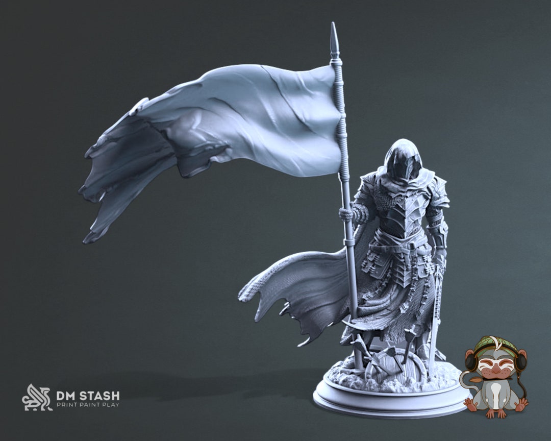 Banner Knight Dnd Miniature 3D Print for Painting, Dungeons and Dragons ...