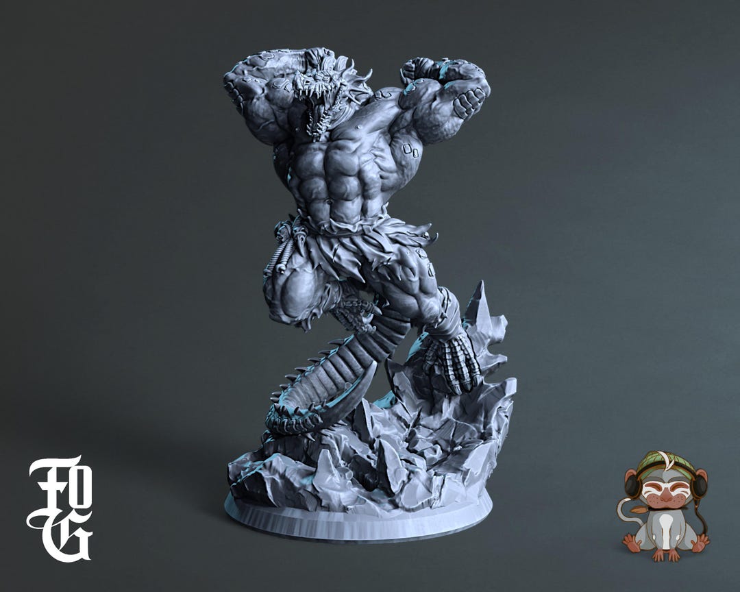Half Dragon Smasher Monk Fighter Dnd Miniature 3D Print for Painting ...