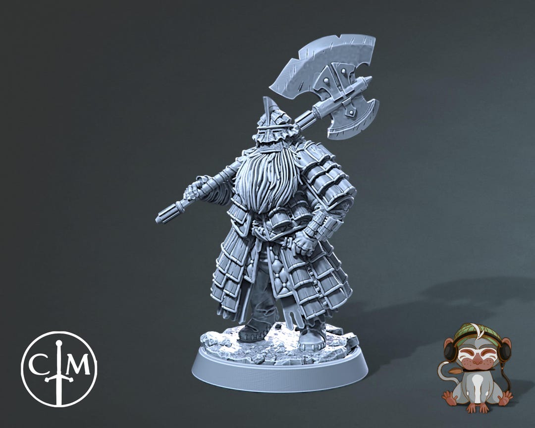 Dwarf Warrior Dnd Miniature 3D Print for Painting, Dungeons and Dragons Tabletop RPG | Claymore ...