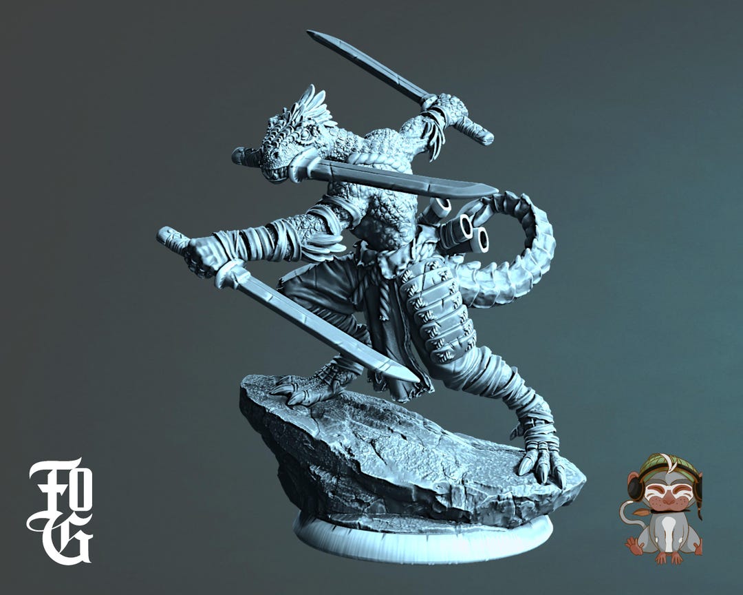 Lizardman Rogue Dnd Miniature 3D Print for Painting, Dungeons and ...
