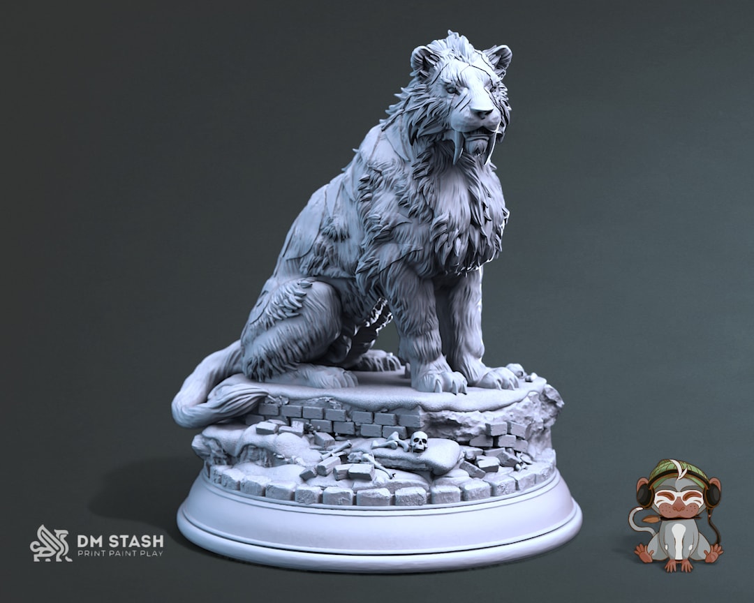 Sabka, Giant Sabertooth Tiger Dungeons and Dragons Miniature 3D Print ...
