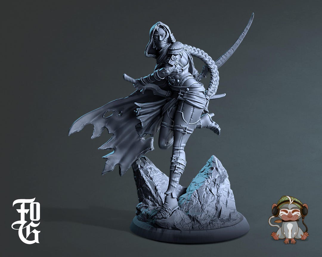 Female Assassin Dnd Miniature 3D Print for Painting, Dungeons and ...