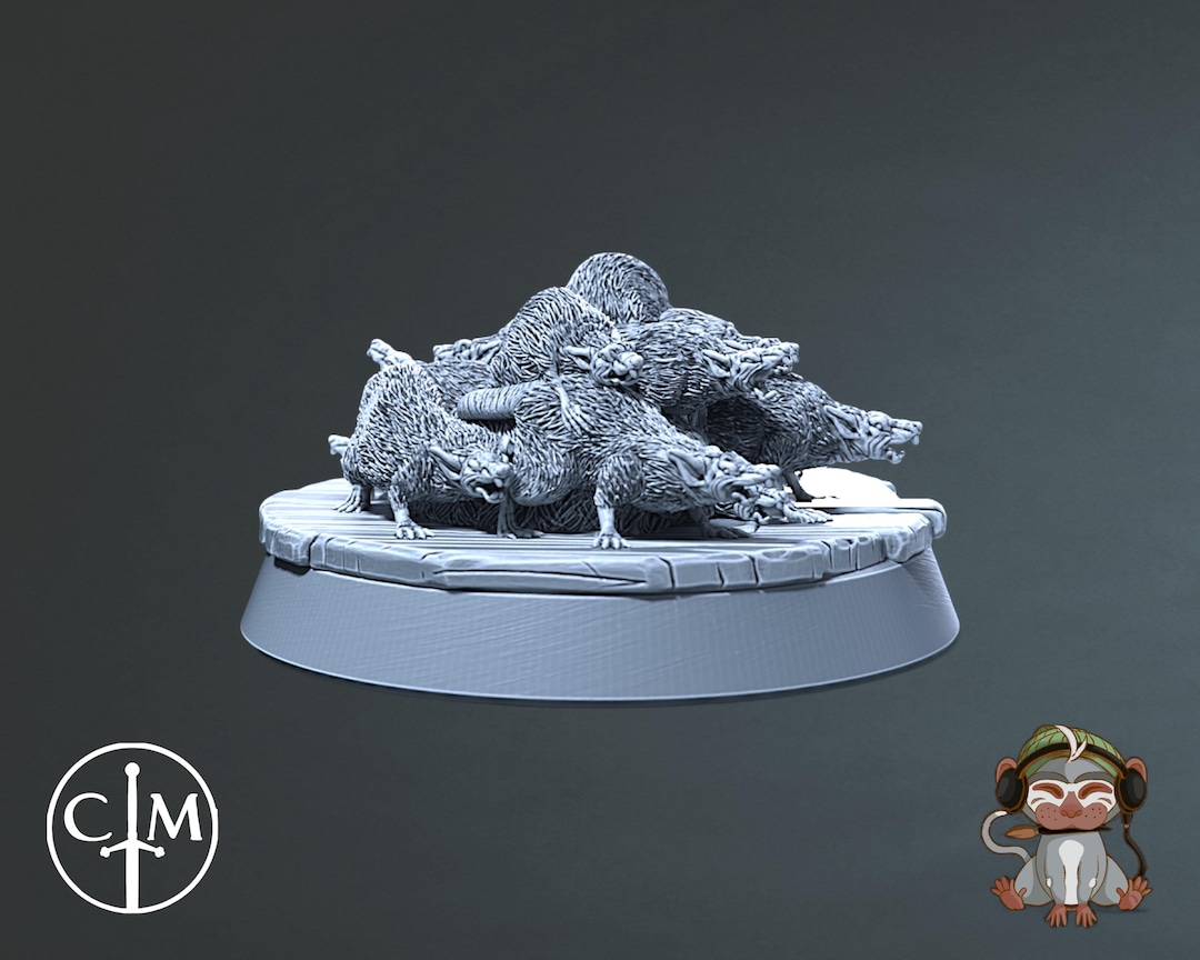 Rat Swarm Infestation Dnd Miniature 3D Print for Painting, Dungeons and ...