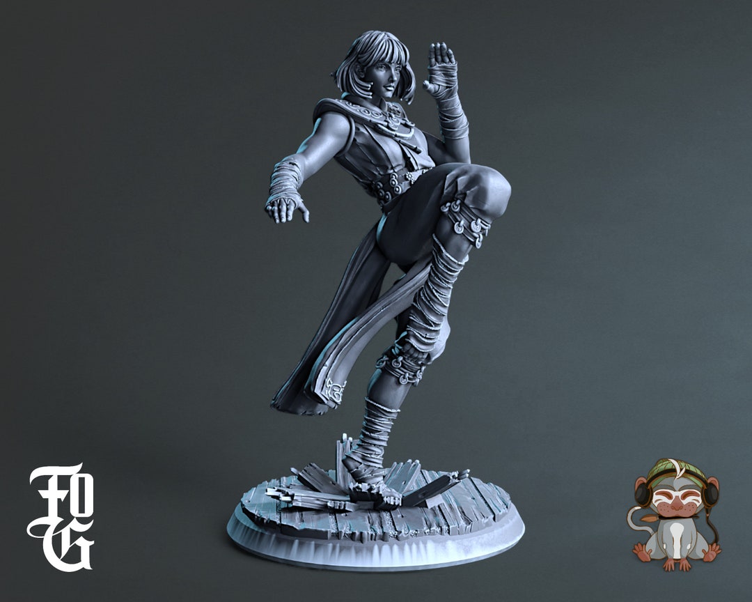 Female Monk Dnd Miniature 3D Print for Painting, Dungeons and Dragons ...