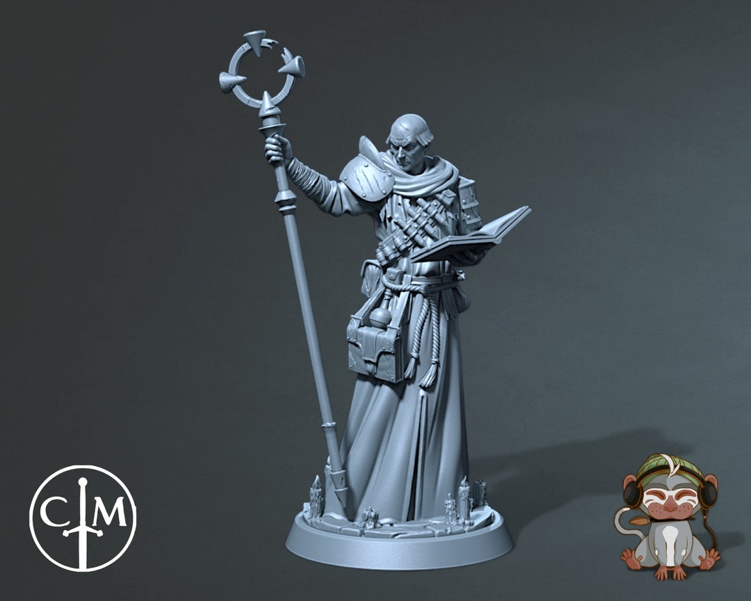 The Fanatic Cleric Miniature, DnD Fantasy Hero, High Detail Resin Print ...