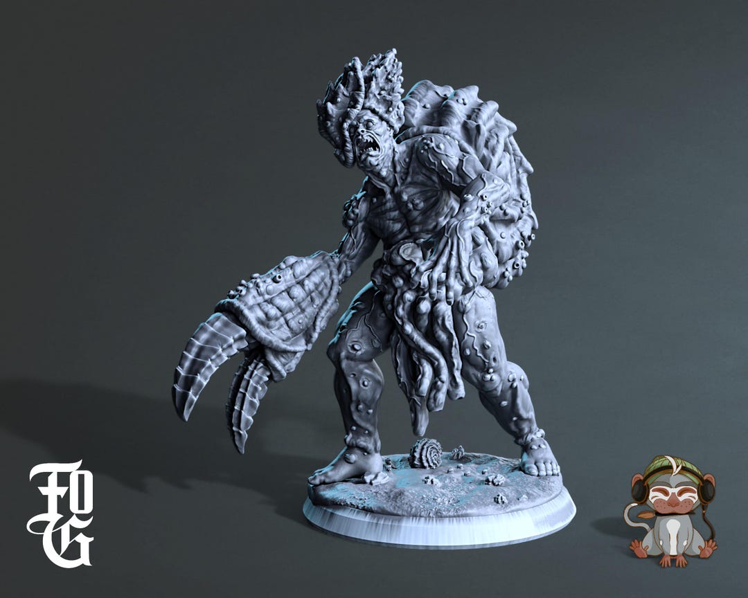Bloated Fiend, Crabman Monster DnD Miniature 3D Print for painting ...