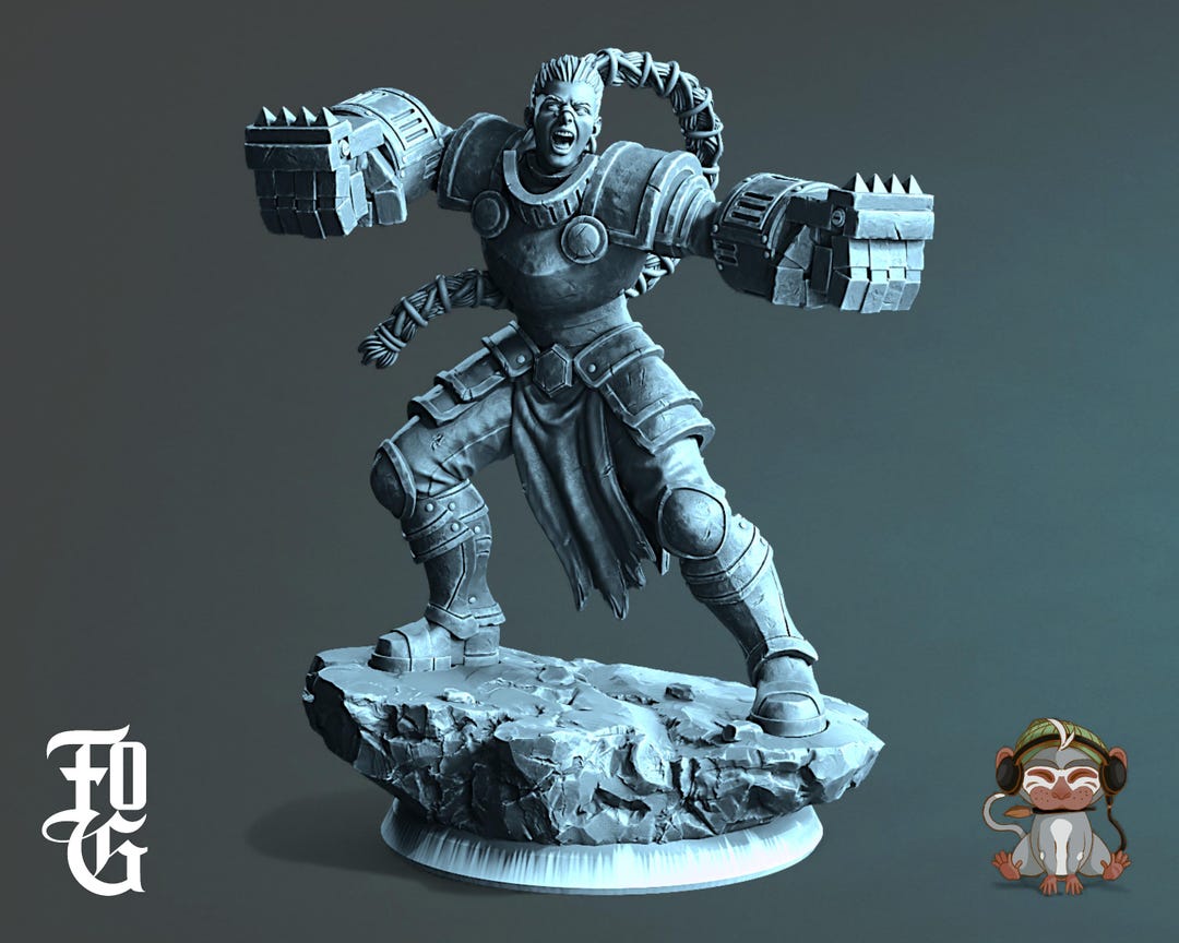 Female Brawler Dnd Miniature 3D Print for Painting, Dungeons and ...
