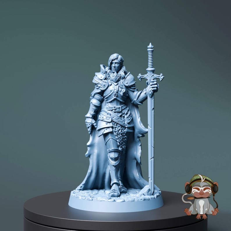 Knight Paladin Dnd Miniature 3D Print for Painting, Dungeons and ...