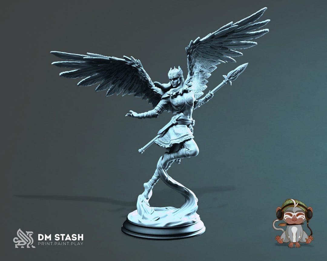 Valkyrie Dnd Miniature 3D Print for Painting, Dungeons and Dragons ...