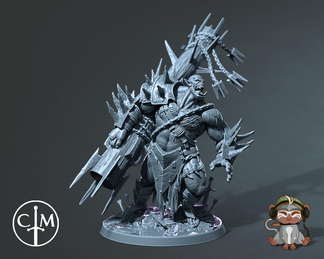 Giant Orc Dnd Miniature 3D Print for Painting, Dungeons and Dragons Tabletop RPG | Claymore ...