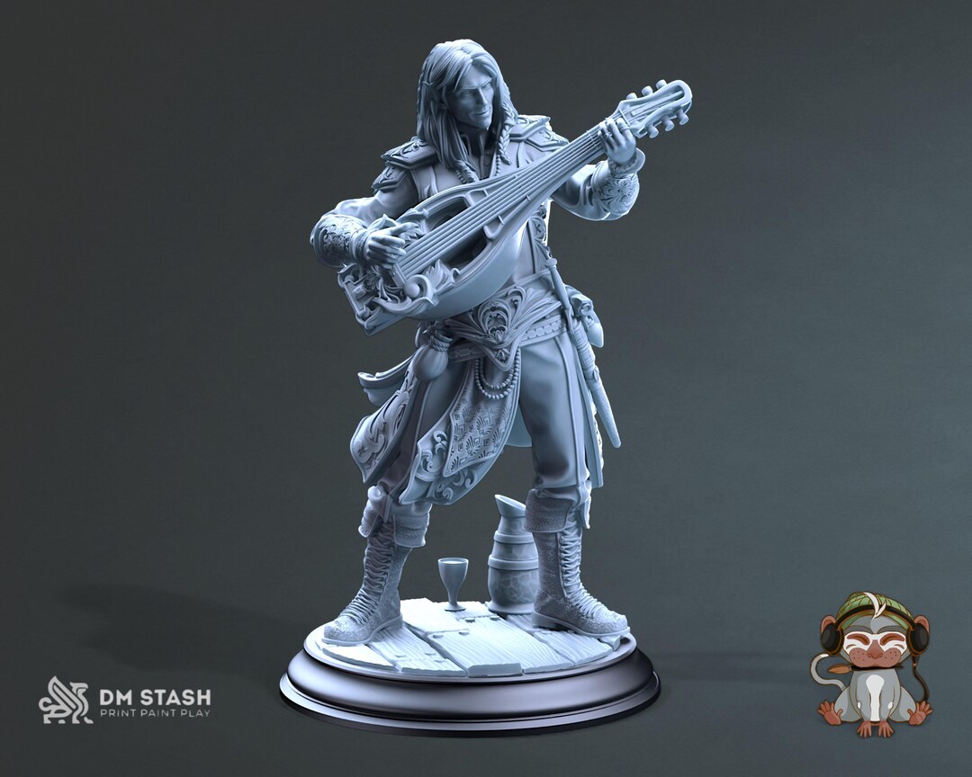 Human Bard Dnd Miniature 3D Print for Painting, Dungeons and Dragons ...