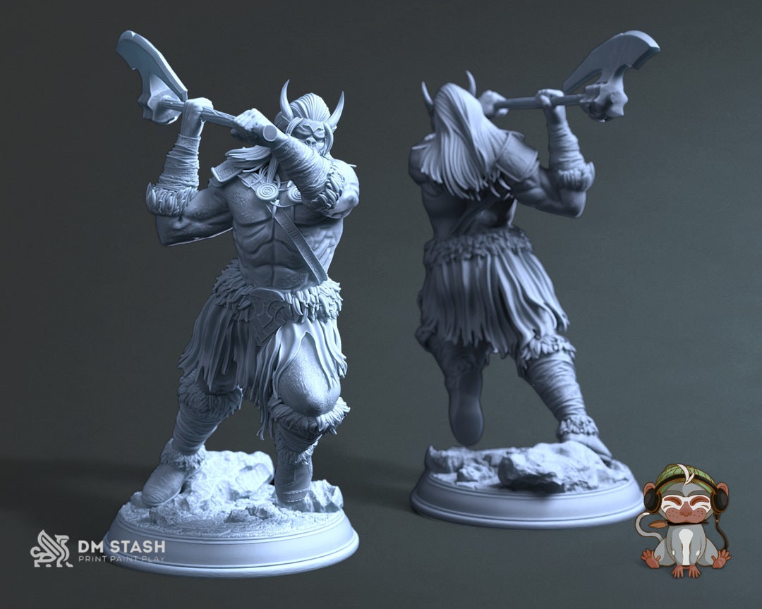 Ork 2h Fighter Dnd Miniature 3D Print for Painting, Dungeons and ...