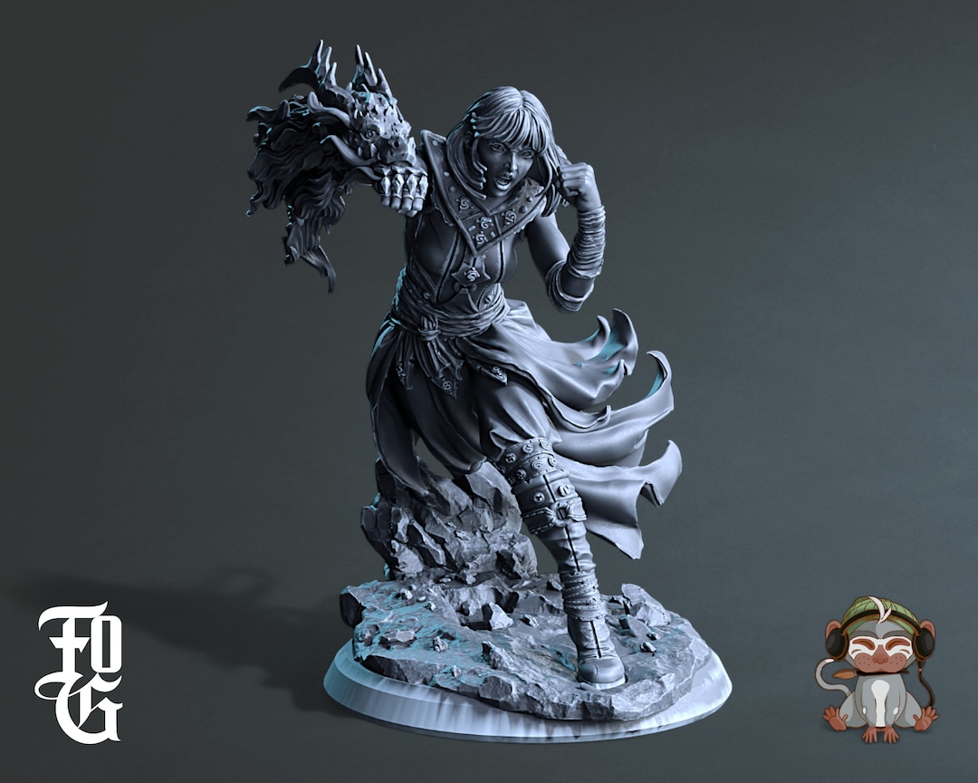 Female Monk Dnd Miniature 3D Print for Painting, Dungeons and Dragons ...