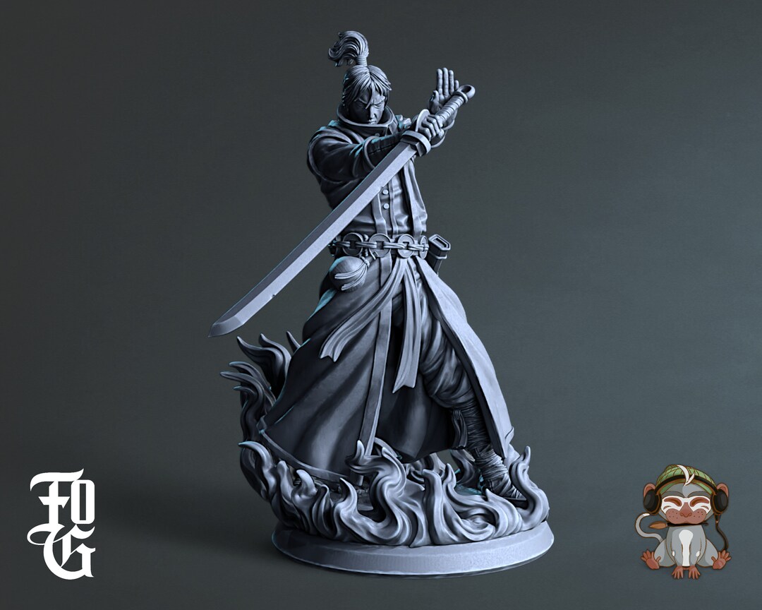 Kurojin Oni Hunter Dnd Miniature 3D Print for Painting, Dungeons and ...