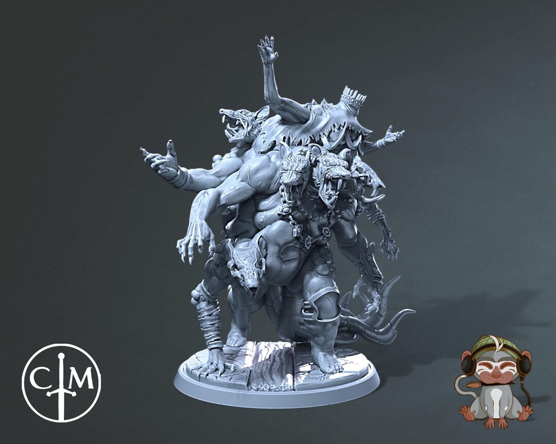 Plague Rat King Dnd Miniature 3D Print for Painting, Dungeons and ...